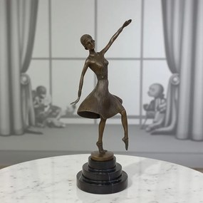 Art Deco bronzová socha – elegantní tančící žena