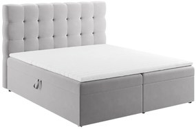 OnaDnes -20% Světle šedá sametová dvoulůžková postel boxspring MICADONI Mamaia 180 x 200 cm