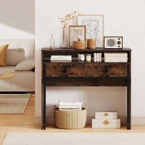 Costway Rozkládací stolek malý s 2 zásuvkami a kolečky – 100 × 63 × 88 cm