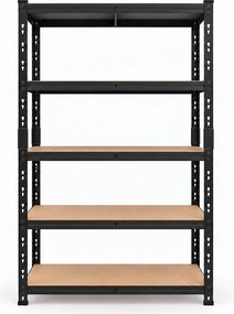 Regál 180x120x40 cm lakovaný 5-policový, nosnost 1000 kg - černý