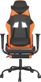 Herní židle s podnožkou černá a oranžová umělá kůže 3143659