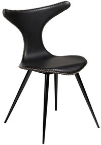 OnaDnes -20% ​​​​​Dan-Form Černá koženková vintage jídelní židle DAN-FORM Dolphin