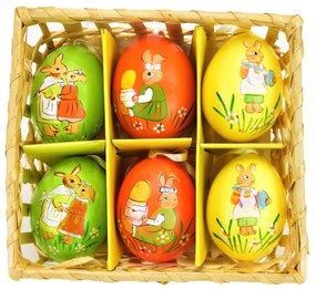 Kraslice z pravých vajíček  ručně malovaná  6 ks v košíčku