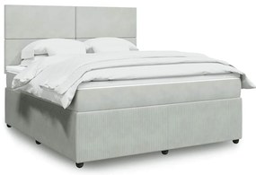 Box spring postel s matrací světle šedá 180x200 cm samet 3292400