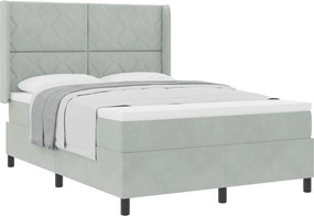 Postel s boxspringem s čelo Světle šedá 140 x 190 cm samet 3342056