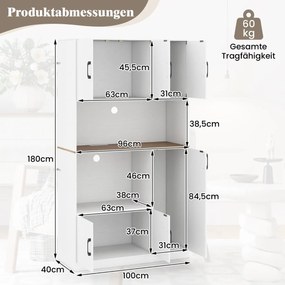 Costway Jídelní skříňka se zásuvkou a stojanem na mikrovlnku Kuchyňská z bílého