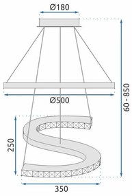 Toolight Toolight, LED závěsné křišťálové svítidlo s dálkovým ovládáním APP773-2CP, chromová, OSW-05024