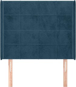 Čelo postele typu ušák tmavě modrá 83x16x118/128 cm samet 3119614