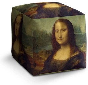 Sablio Taburet Cube Mona Lisa - Leonardo da Vinci: 40x40x40 cm