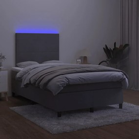 Box spring postel s matrací a LED tmavě šedá 120 x 190 cm samet 3270300