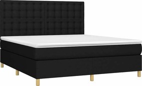 Box spring postel s matrací a LED černá 160x200 cm textil 3135767