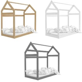 Dětská postel domeček 190 x 80 cm šedá + matrace ZDARMA