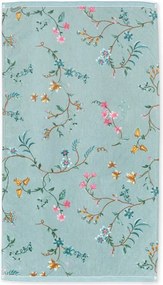Pip Studio ručníky z bavlněného froté Les Fleurs, modré (Luxusní ručníky z bavlněného froté v designu Les Fleurs v modré barvě)