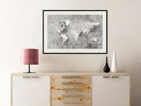 Plakát Svět poezie - abstraktní mapa světa s nápisy ve vintage stylu
