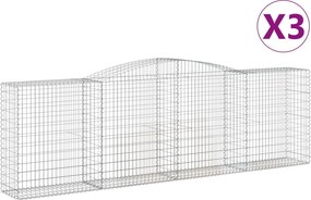 Klenuté gabionové koše 3 ks 400x50x120/140cm pozinkované železo 3147010