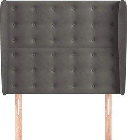 Čelo postele typu ušák tmavě šedé 103x23x118/128 cm samet 3118433