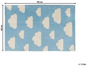 Dětský koberec s potiskem mraků, 60 x 90 cm, Modrý, GWALIJAR Beliani