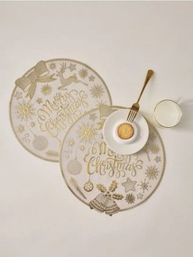 Sinsay - Kulaté vánoční prostírání s nápisem Merry Christmas 2 pack - bílá
