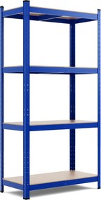 Costway Úložný regál 4 úrovně s kovovým rámem, těžký pojme až 720 kg, modrý