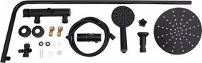 Erga Dubaj, sprchový set s baterií a hlavovou sprchou 23 cm, černá matná, ERG-YKA-BP.DUBAJ23-BLK