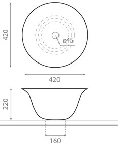 Bathco 4062 - Umyvadlo na desku NORDIC pr. 42 cm porcelán/bílá