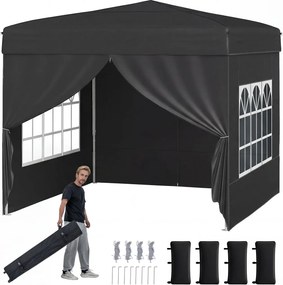 Costway Pavilon Výsuvný skládací pavilon s 4 Odnímatelné boční stěny 3 oddíl