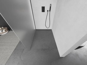 Mexen Kioto L, sprchová zástěna Walk-In 110 x 200 cm, 8mm sklo námraza, černý profil, 800-110-103-70-30