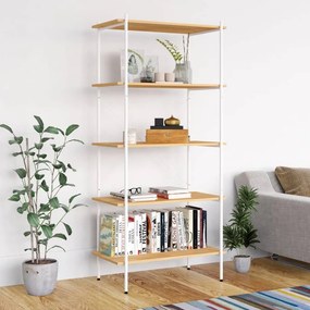 Policový regál s 5 policemi bílý a dub 80 x 40 x 163 cm 336350