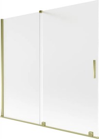 Mexen Velar, 2-křídlová posuvná vanová zástěna 170 x 150 cm, 8mm sklo námraza, zlatá lesklá, 896-170-000-31-50