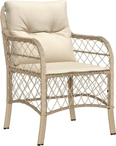 9dílný zahradní jídelní set s poduškami béžový polyratan 3212077