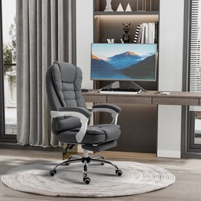 Kancelářská židle Vinsetto ergonomická kancelářská židle se sklopnou podnožkou, výškově nastavitelná a sklopná, kovově šedá pro pohodlí v domácí kanc…
