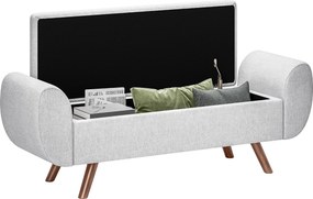 HOMCOM Úložná Lavice 53,8L Ottoman Úložný Box na Konci Postele s Polstrovaným Lněným Sedákem a Opěrkami Rukou, pro Obývací Pokoj, Ložnici, Předsíň, 1…