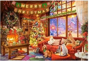 Castorland 105588-2 Puzzle Štědrý večer s domácími mazlíčky / 1000 díl