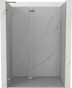 Mexen, Mexen Lunar L Otočné levé sprchové dveře 135 cm, transparentní, zlaté - 834L-135-000-50-00-L