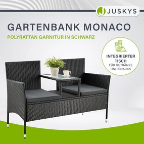 Juskys Polyratanová zahradní lavice Monaco se stolkem Barva: šedý melír