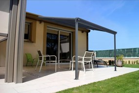 Hliníková pergola 3,12 x 3 m antracit / polykarbonát Dekorhome Kouřově hnědá (bronz)