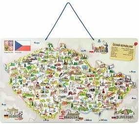 Woody Magnetická mapa ČR s obrázky a společenská hra, 3 v 1 / od 3 let