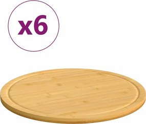 vidaXL Prkénka na krájení 6 ks Ø 30 x 1,5 cm bambus [352778]