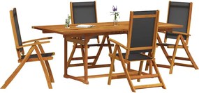 5dílný zahradní jídelní set masivní akáciové dřevo a textilen 3279260