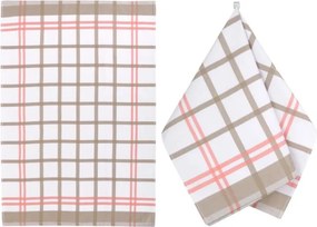 Bellatex Kuchyňská utěrka 1 ks 50x70 cm Kostka Růžová,Béžová