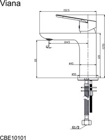 Mereo Mereo, Umyvadlová stojánková baterie, Viana, s clic-clac CH03VS, chrom, CBE10104C