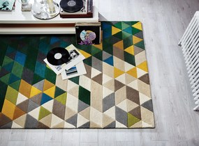 Ručne všívaný kusový koberec Illusion Prism Green / Multi, 80x150, viacfarebná, obývacia izba, Flair Rugs