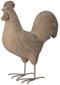 Zahradní figurka z hořčíkové pryskyřice Chicken 2, 40 cm, béžová