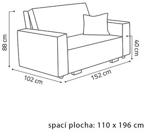 Pohovka VIVA II VOX | 152 cm | rozkládací + úložný prostor | VÝBĚR TKANIN