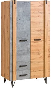DOLMAR Šatní skříň - LOFTER LO1, dub votan/beton