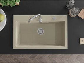 Mexen Elix granitový dřez jednokomorový 800 x 500 mm, béžový, sifon chrom - 6527801005-69