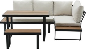 Zahradní set, černá/krém/dub, FLOJD