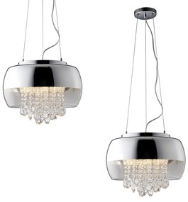 Závěsné svítidlo Luna, 1x krystalky/chromové/transparentní skleněné stínítko, ch, o