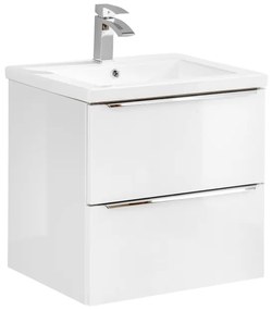 COMAD Závěsná skříňka s umyvadlem - CAPRI 820 white, šířka 60 cm, lesklá bílá/zlatý dub