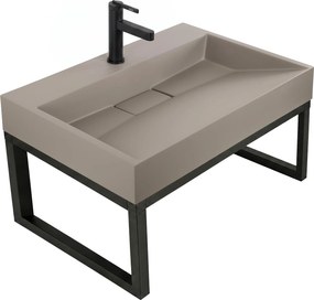 Rea Goya, umyvadlo z konglomerátu s černou konzolou, 70 cm, béžová, KPL-U4414